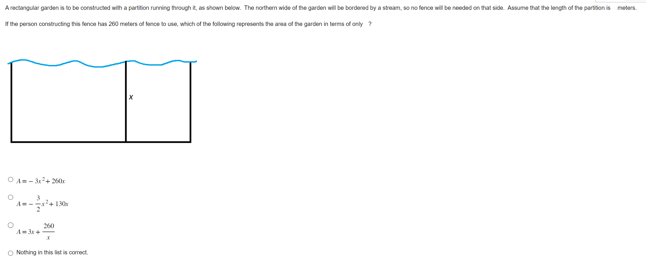 Solved If the person constructing this fence has 260 meters | Chegg.com