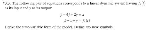 Solved 3.3. The following pair of equations corresponds to a | Chegg.com