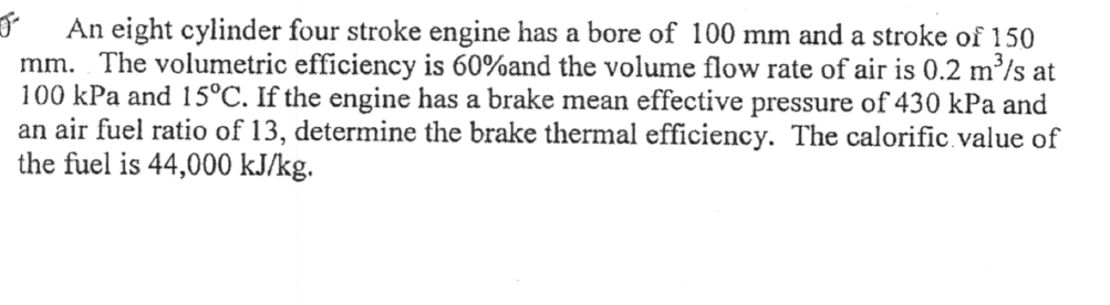 Solved An eight cylinder four stroke engine has a bore of | Chegg.com