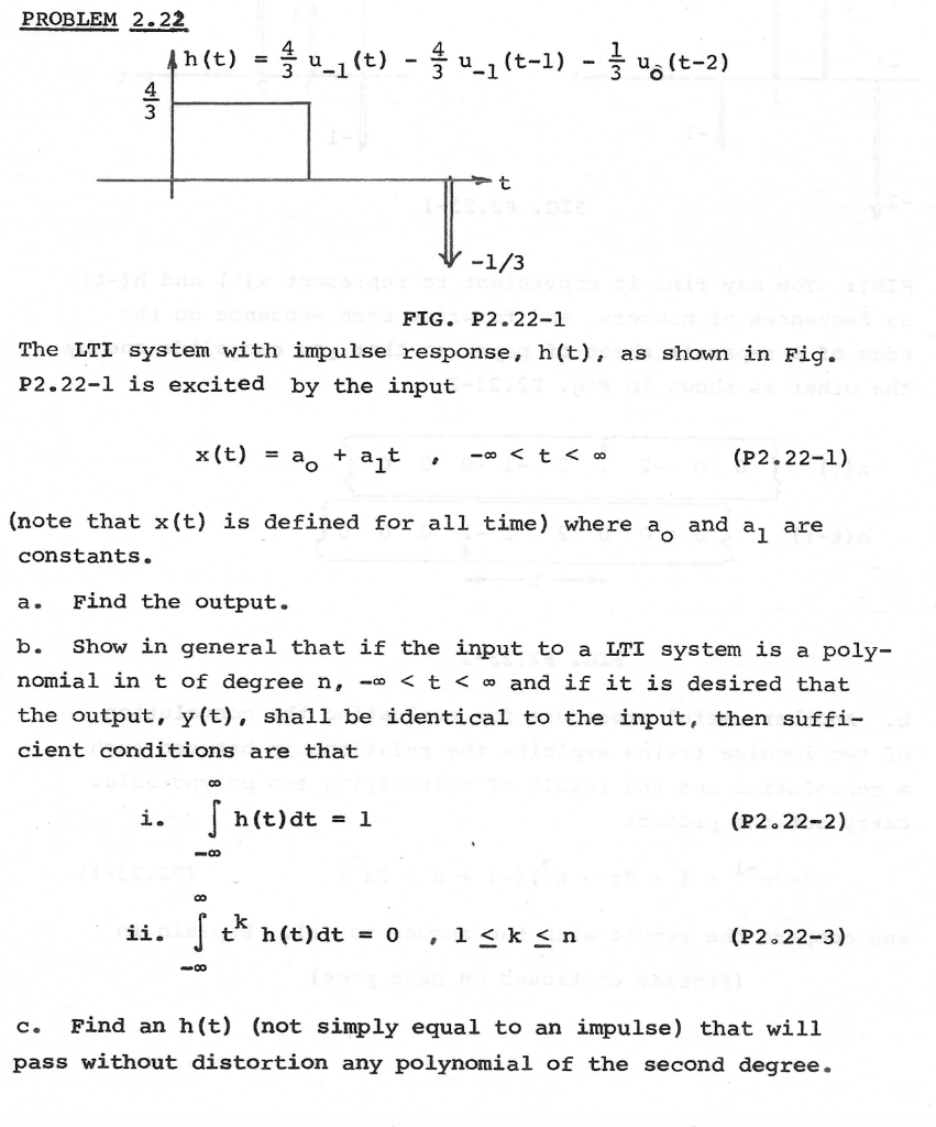 Solved FIG. P2.22-1 The LTI system with impulse response, | Chegg.com