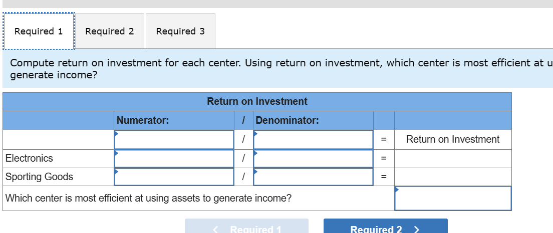 Solved Compute return on investment for each center. Using | Chegg.com