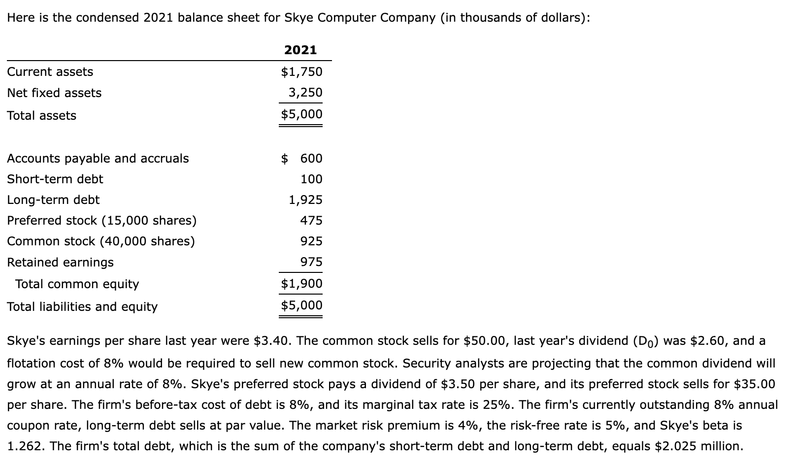Solved c. What is the cost of new common stock based on the | Chegg.com