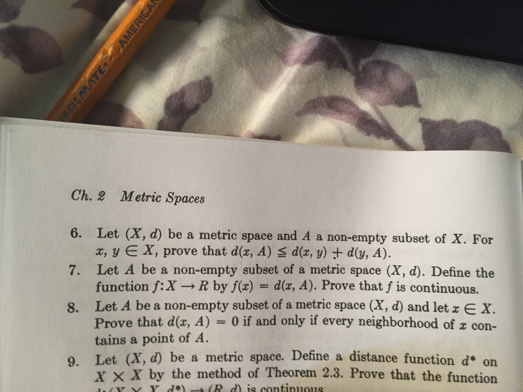 Solved Ch. 2 Metric Spaces 6. Let (X, d) be a metric space | Chegg.com