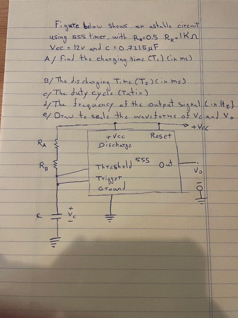 Solved Figute below shows an astable circuit using 555 | Chegg.com