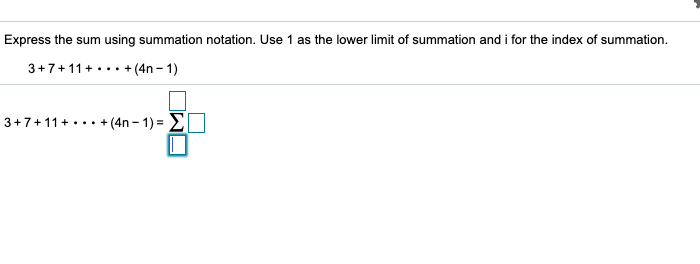 Solved Express the sum using summation notation. Use 1 as | Chegg.com