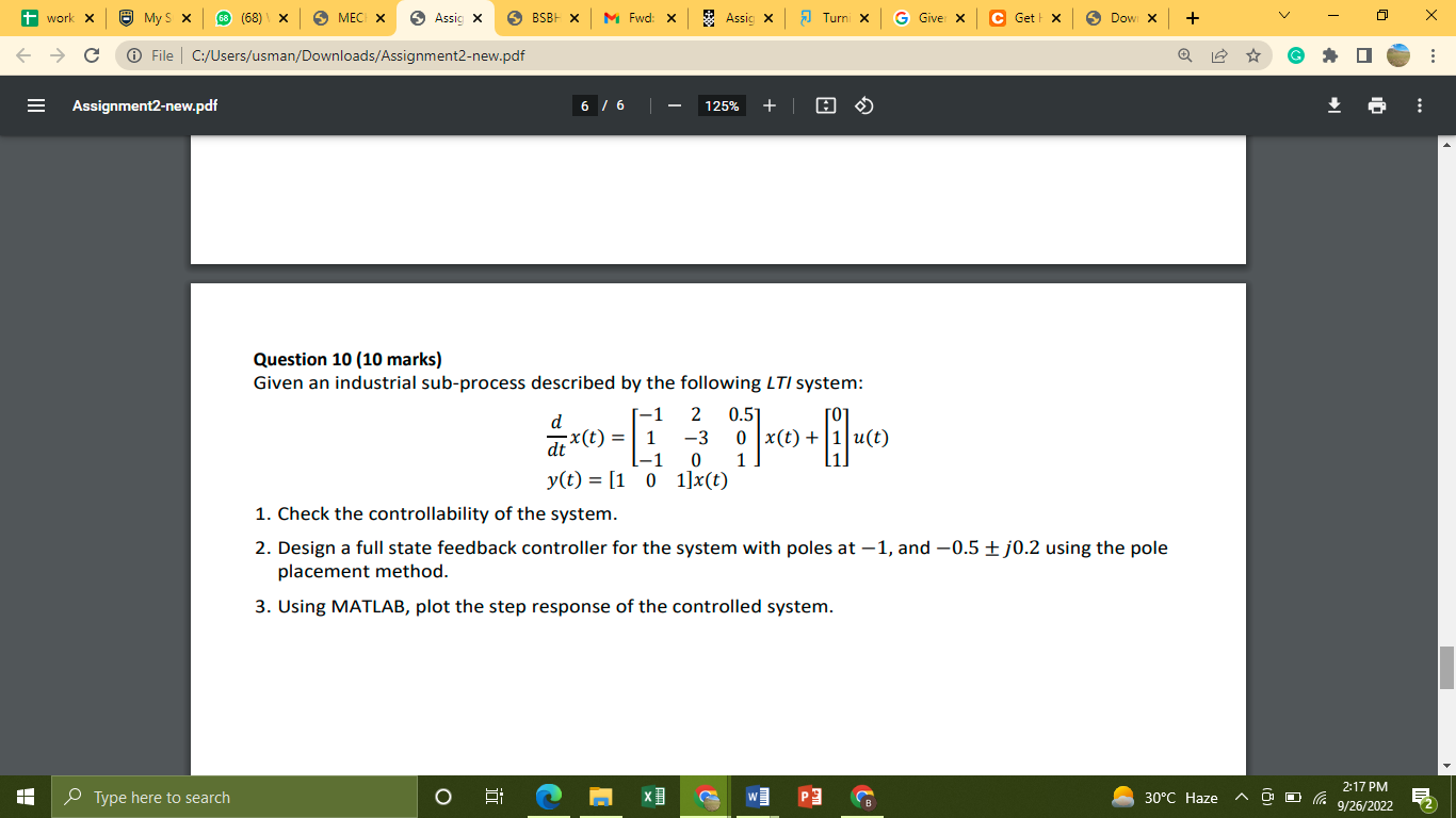 Solved Question 10 (10 marks) Given an | Chegg.com