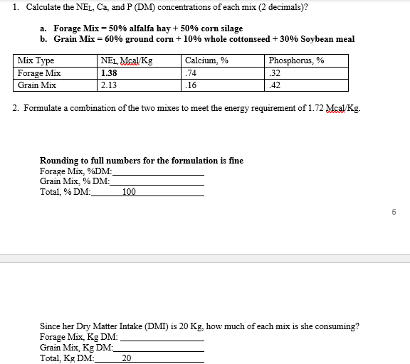 Solved Tables 1&2 include the nutrient requirements of your | Chegg.com