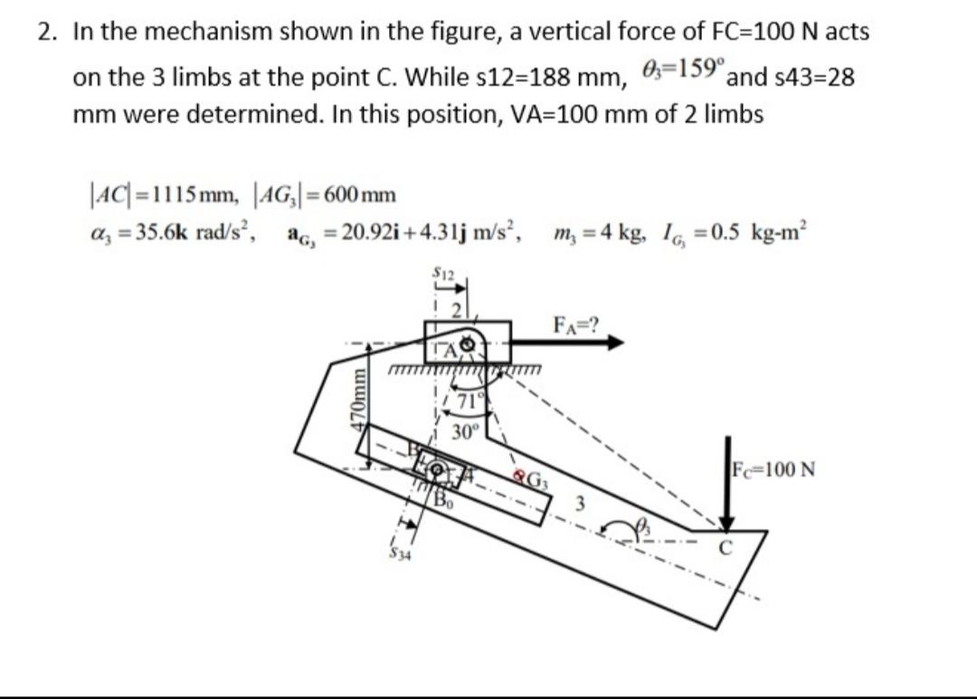 2. In the mechanism shown in the figure, a vertical | Chegg.com