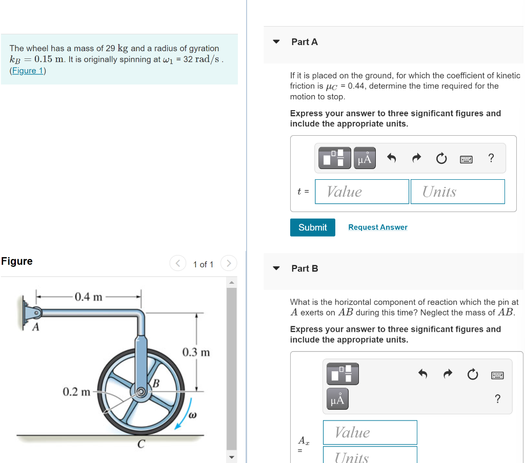 Solved Part A The wheel has a mass of 29 kg and a radius of | Chegg.com