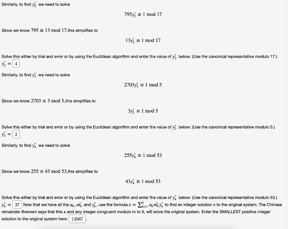 Solved (1 point) Use Fermat's Little theorem to compute the | Chegg.com