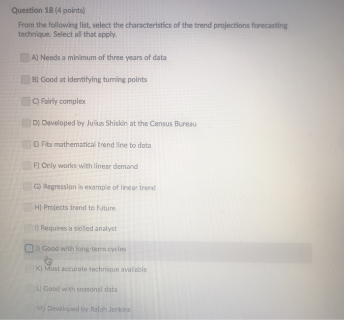 Solved Question 18 (4 points) From the following list, | Chegg.com