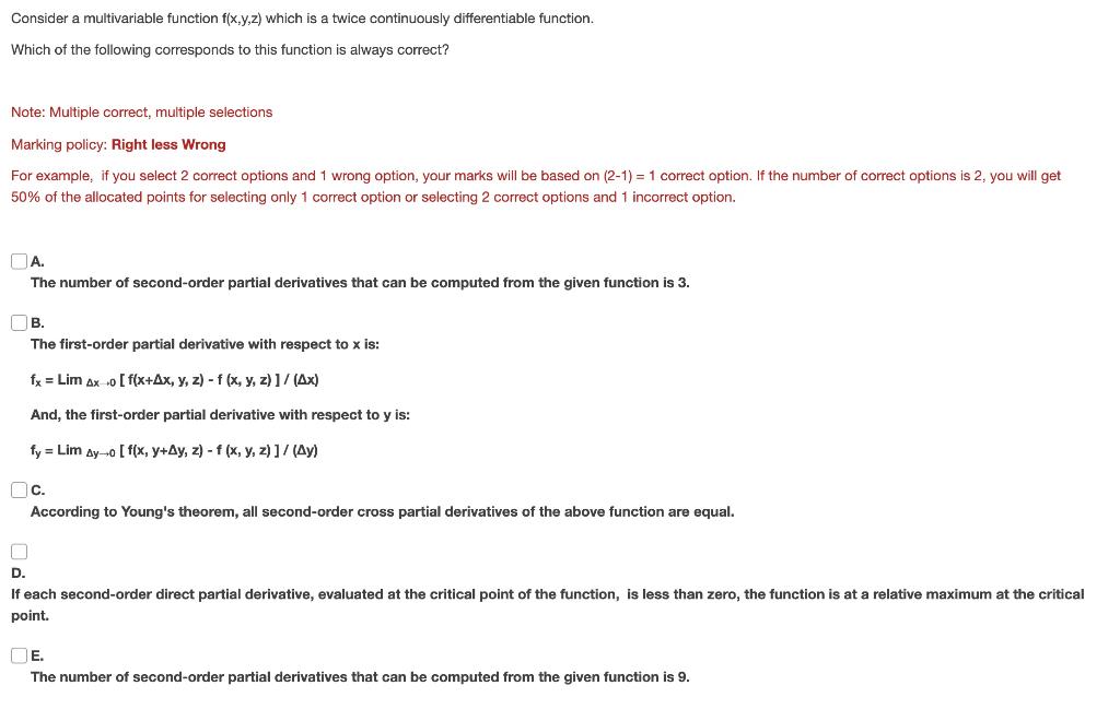 Solved Consider a multivariable function f(x,y,z) which is a | Chegg.com
