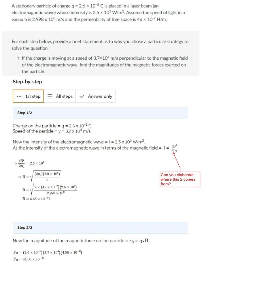 Solved A stationary particle of charge q=2.6×10−8C is placed | Chegg.com