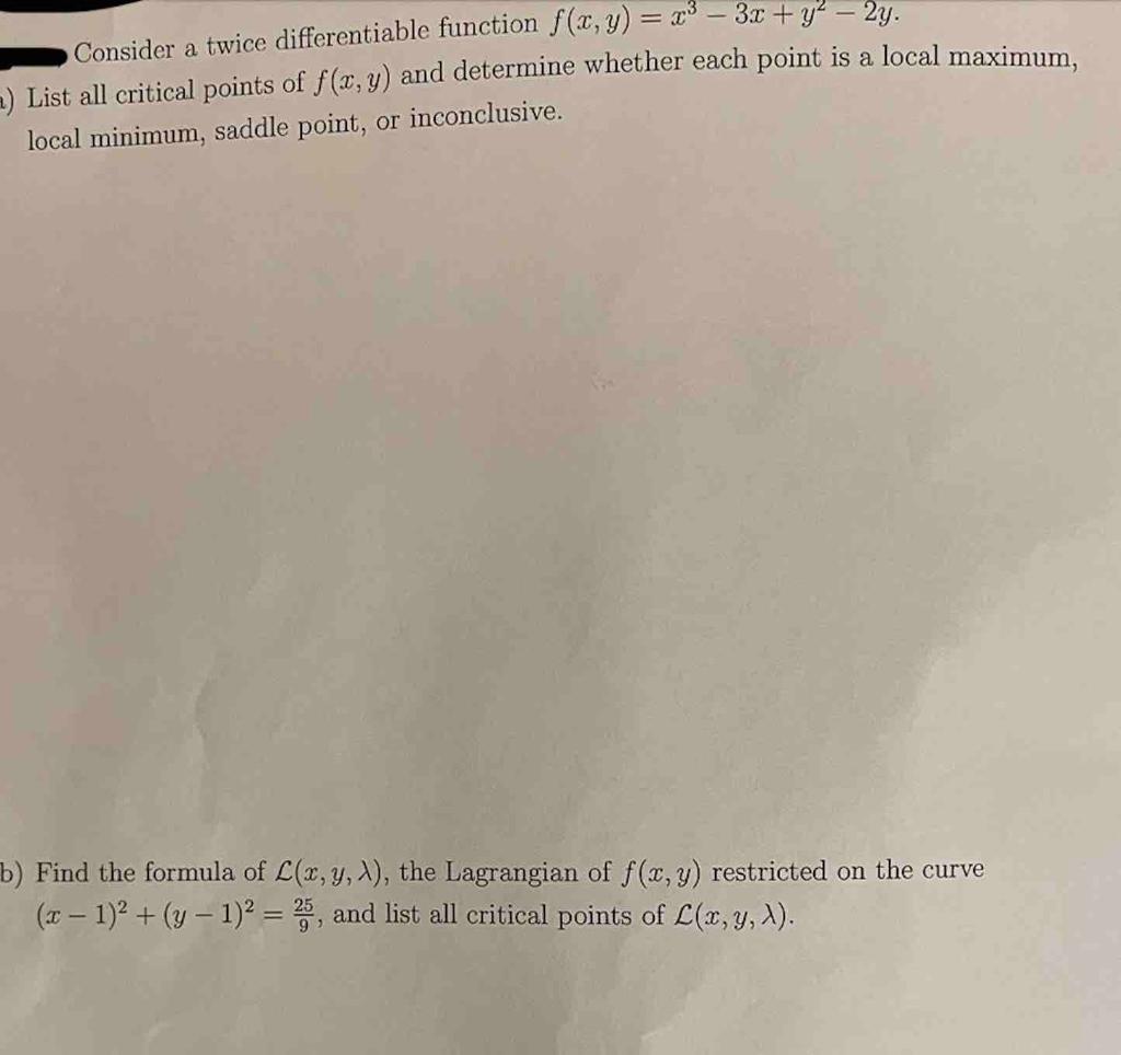 Solved Consider a twice differentiable function | Chegg.com