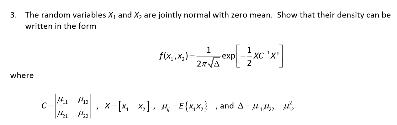 Solved 3. The random variables X1 and X2 are jointly normal | Chegg.com