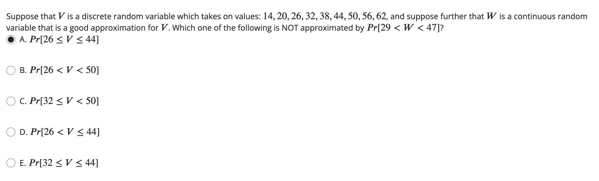 Solved Suppose that V is a discrete random variable which | Chegg.com