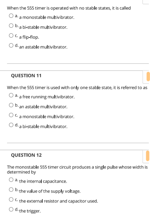 Solved When the 555 timer is operated with no stable states, | Chegg.com