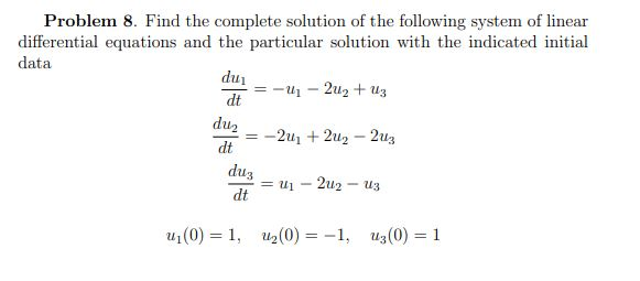 Solved Problem 8. Find the complete solution of the | Chegg.com