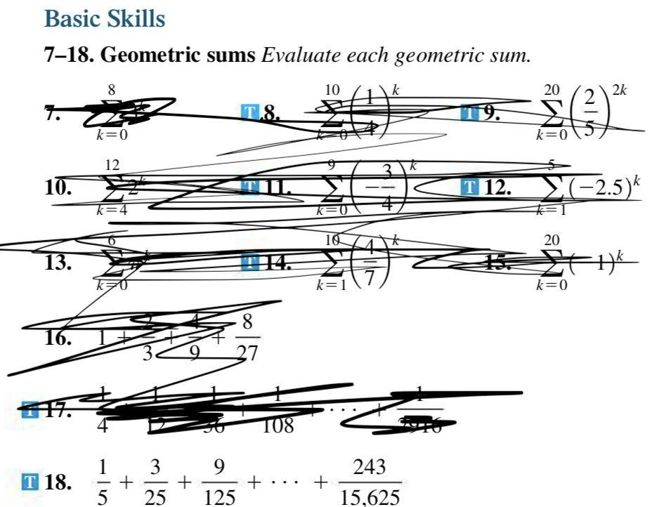 Solved Basic Skills 7-18. Geometric sums Evaluate each | Chegg.com