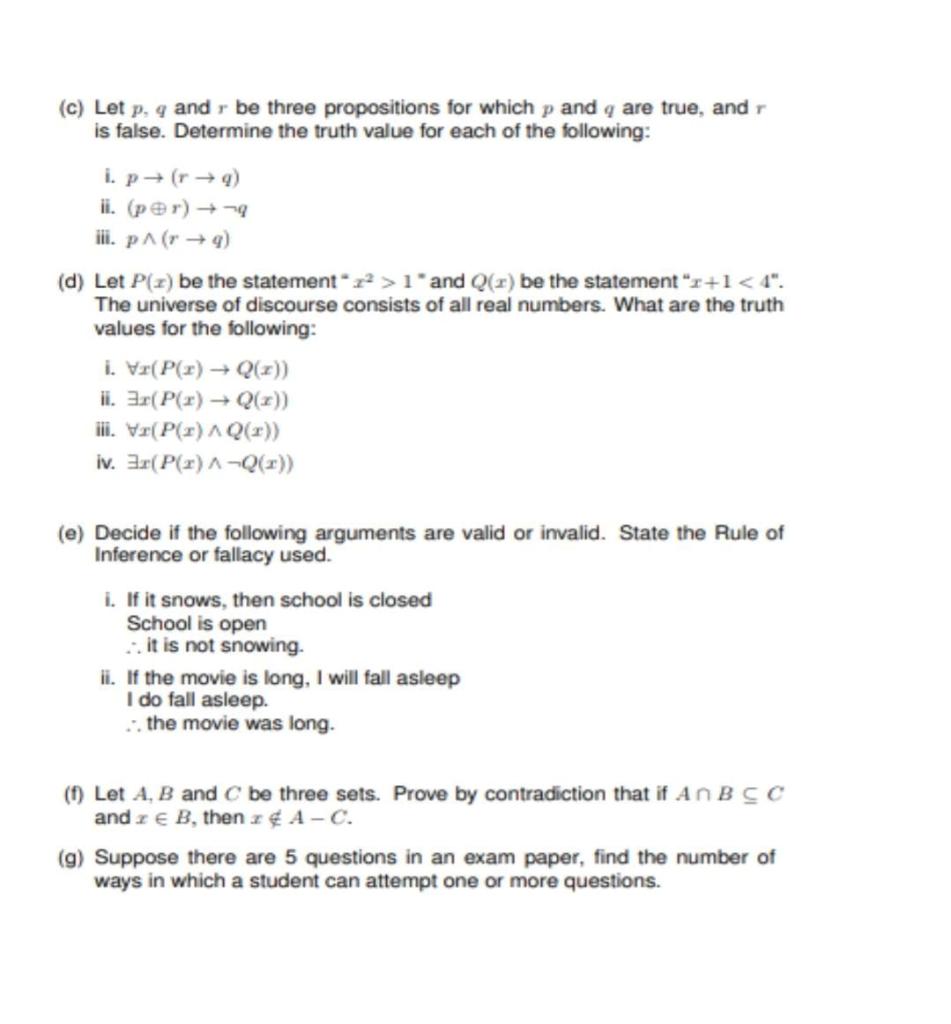 Solved (C) Let p. q and be three propositions for which p | Chegg.com