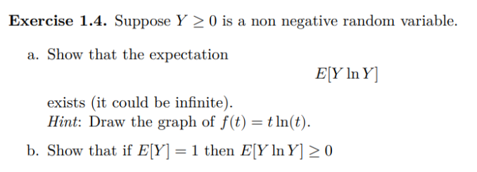 Solved Exercise 1.4. Suppose Y≥0 is a non negative random | Chegg.com