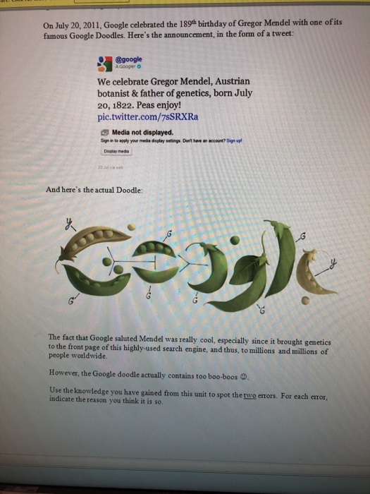 Solved On July 20, 2011, Google celebrated the 189th | Chegg.com