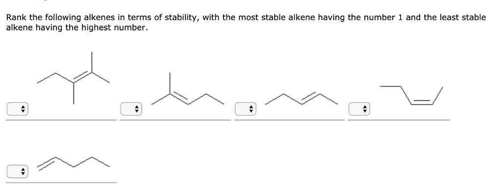 Solved Rank the following alkenes in terms of stability, | Chegg.com