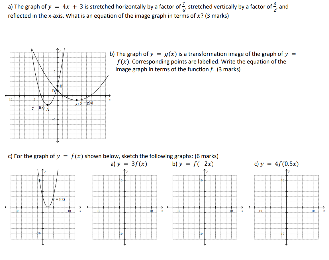 Solved a) The graph of y=4x+3 is stretched horizontally by a | Chegg.com