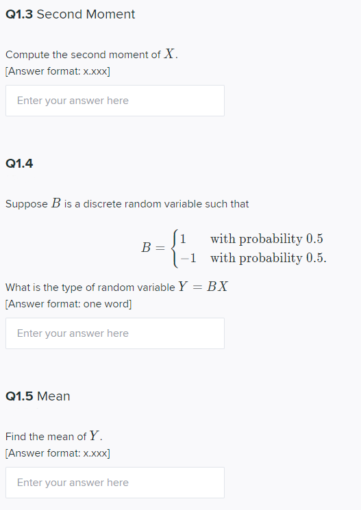 Solved Q1 Continuous Random Variables Consider a random | Chegg.com