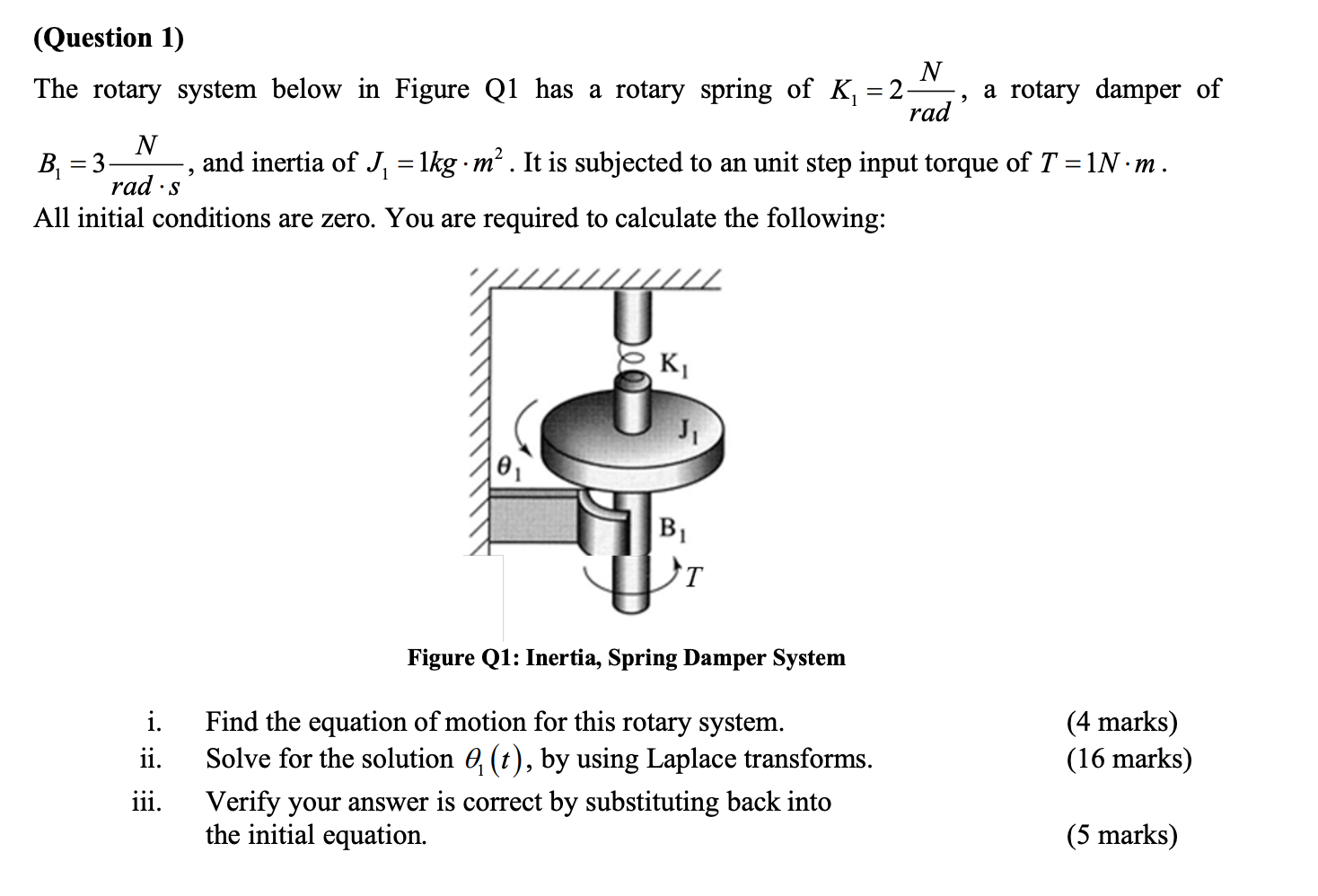 Solved 2 (Question 1) N The rotary system below in Figure Q1 | Chegg.com