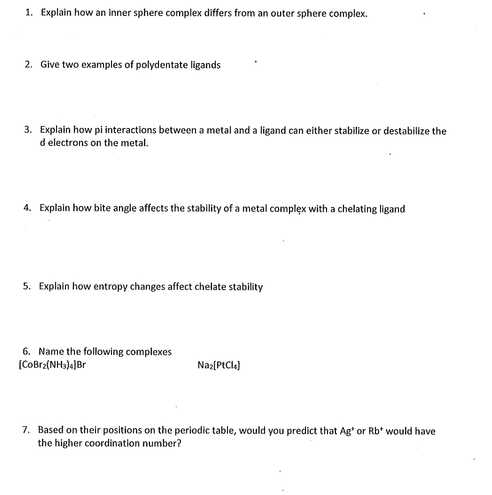 Solved 1. Explain how an inner sphere complex differs from | Chegg.com