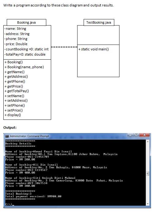 Write a program according to these class diagram and | Chegg.com