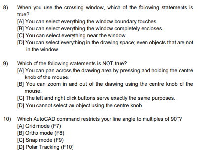 Solved 8) When you use the crossing window, which of the | Chegg.com ...