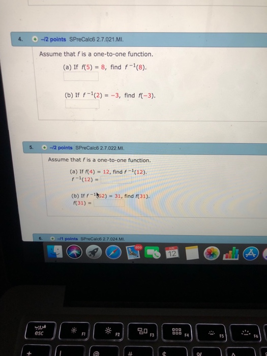 Solved 4. -12 points SPreCalc6 2.7.021.MI. Assume that f is | Chegg.com