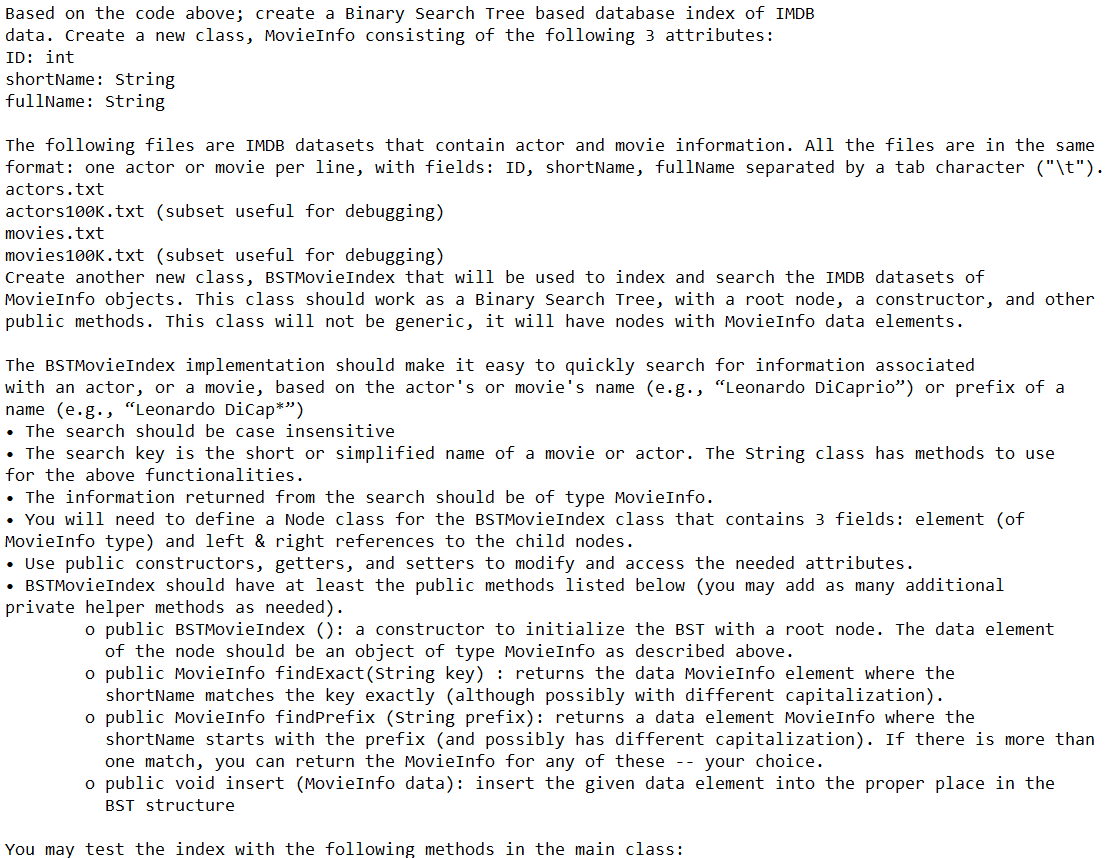 Solved private static void buildactorIndex 0 i final string | Chegg.com