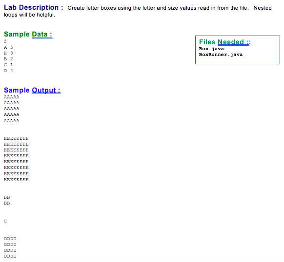 Solved Lab Description: Create letter boxes using the letter | Chegg.com