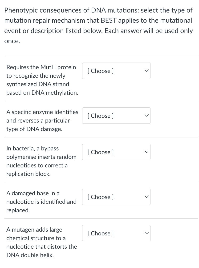 Solved Drop-down options: direct reversal, SOS repair, | Chegg.com