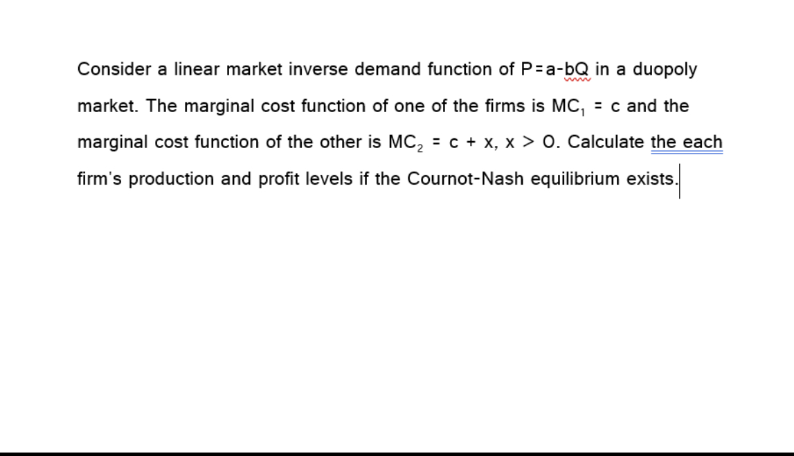 Solved Consider a linear market inverse demand function of | Chegg.com