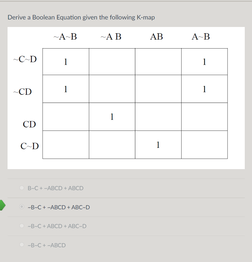Solved Derive a Boolean Equation given the following K-map | Chegg.com