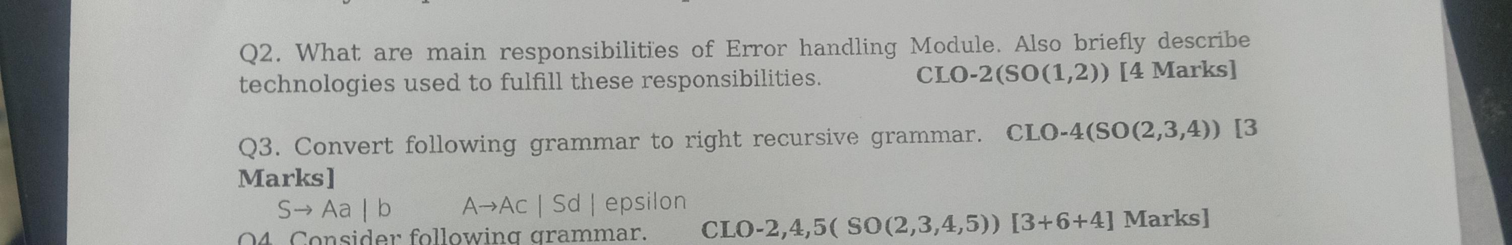 Solved Q2. What are main responsibilities of Error handling | Chegg.com