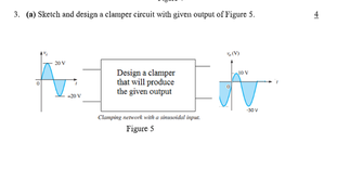 Solved 3.) Sketch and design a clamper circuit with given | Chegg.com