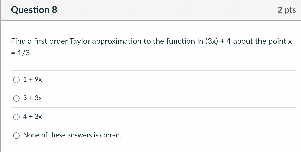 Solved Find a first order Taylor approximation to the | Chegg.com