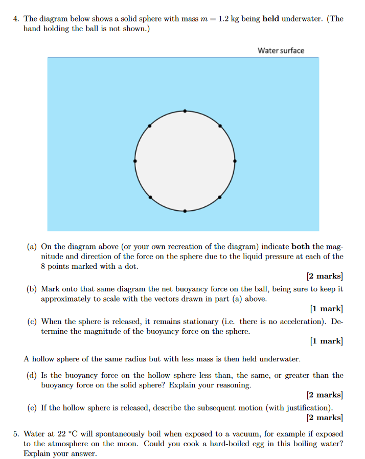 Solved 4. The diagram below shows a solid sphere with mass | Chegg.com