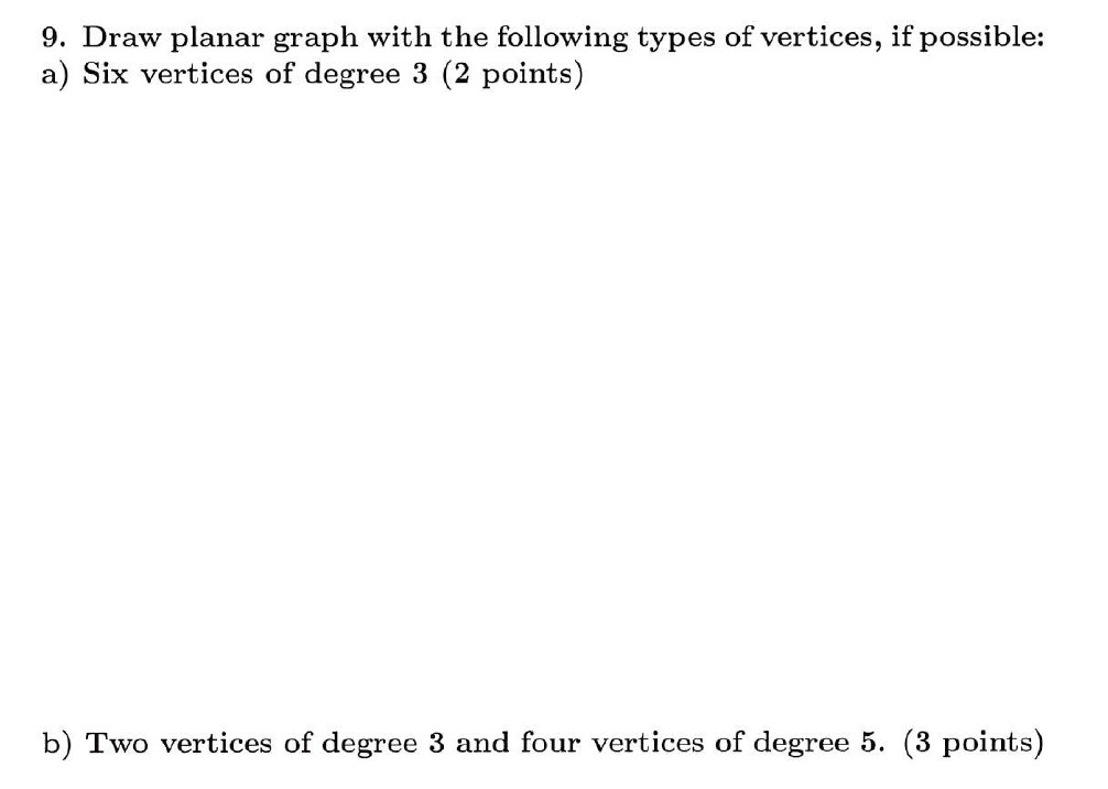 Solved 9. Draw planar graph with the following types of | Chegg.com