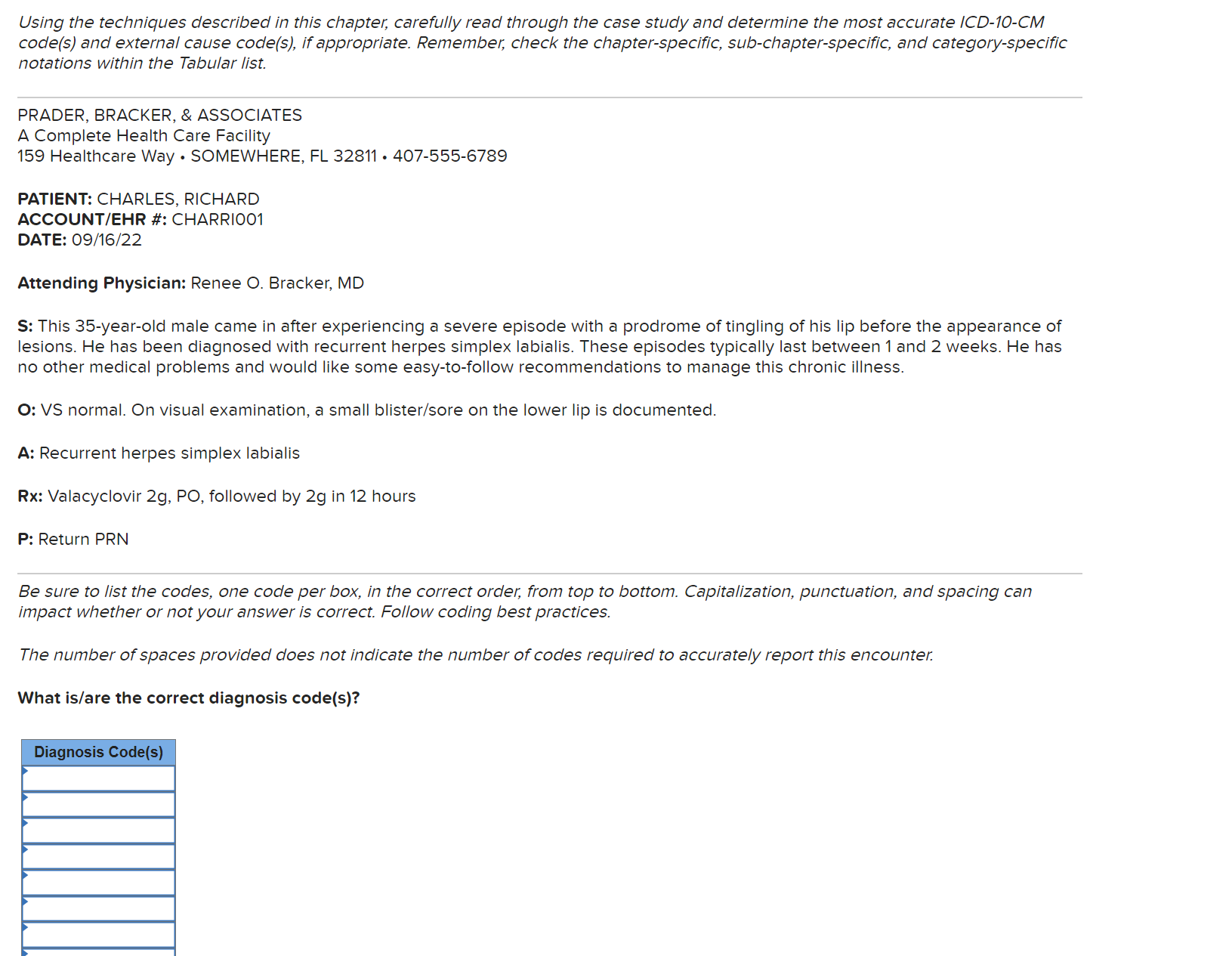 Solved code(s) and external cause code(s), if appropriate. | Chegg.com