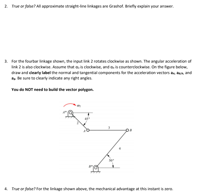 1. A symmetrical fourbar linkage has the dimensions | Chegg.com