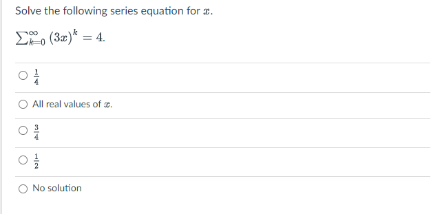 Solved Solve the following series equation for x. | Chegg.com