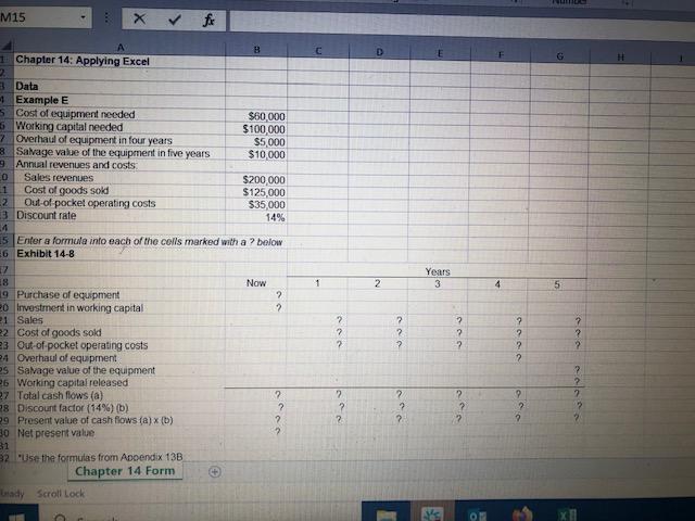 Solved M15 B A 1 Chapter 14: Applying Excel D E Years 3 1 2 | Chegg.com