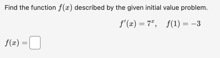Solved Find the function f(x) described by the given initial | Chegg.com