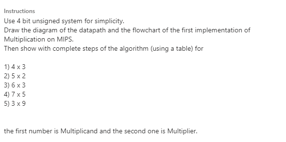 Instructions Use 4 bit unsigned system for | Chegg.com